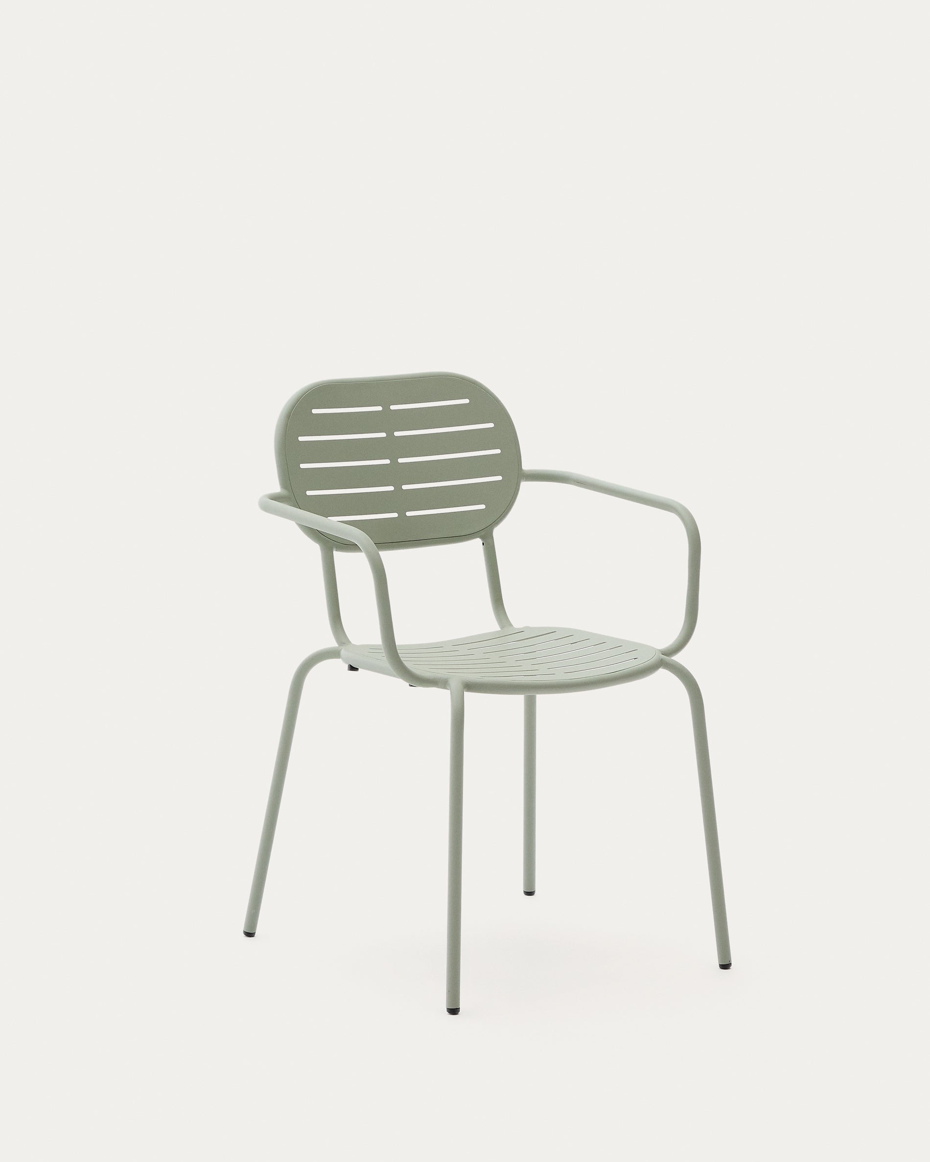 Brai stackable outdoor chair with armrests in turquoise galvanised ste ...
