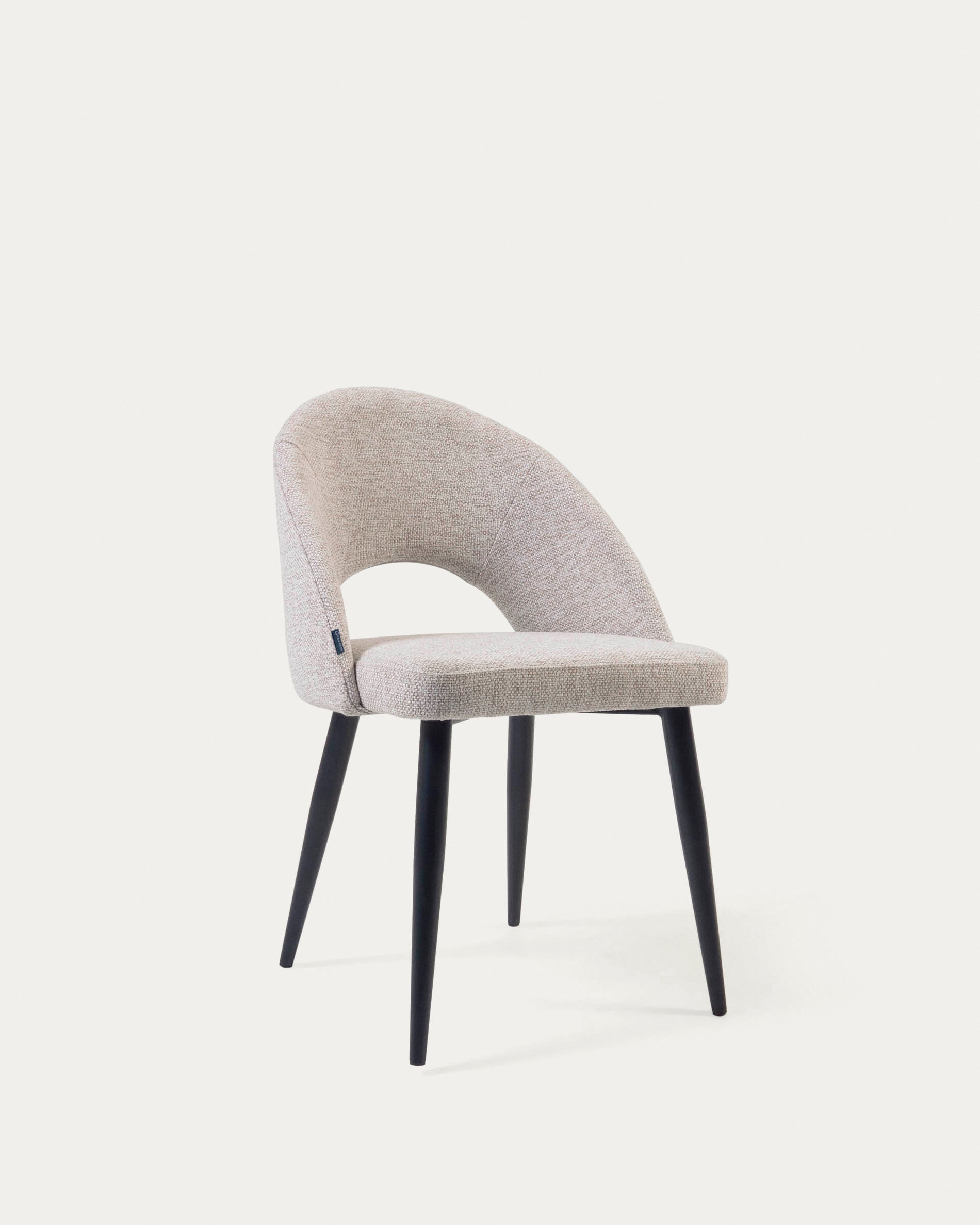 Beige Mael chair with steel legs with black finish FSC 100% – Kave Home ...