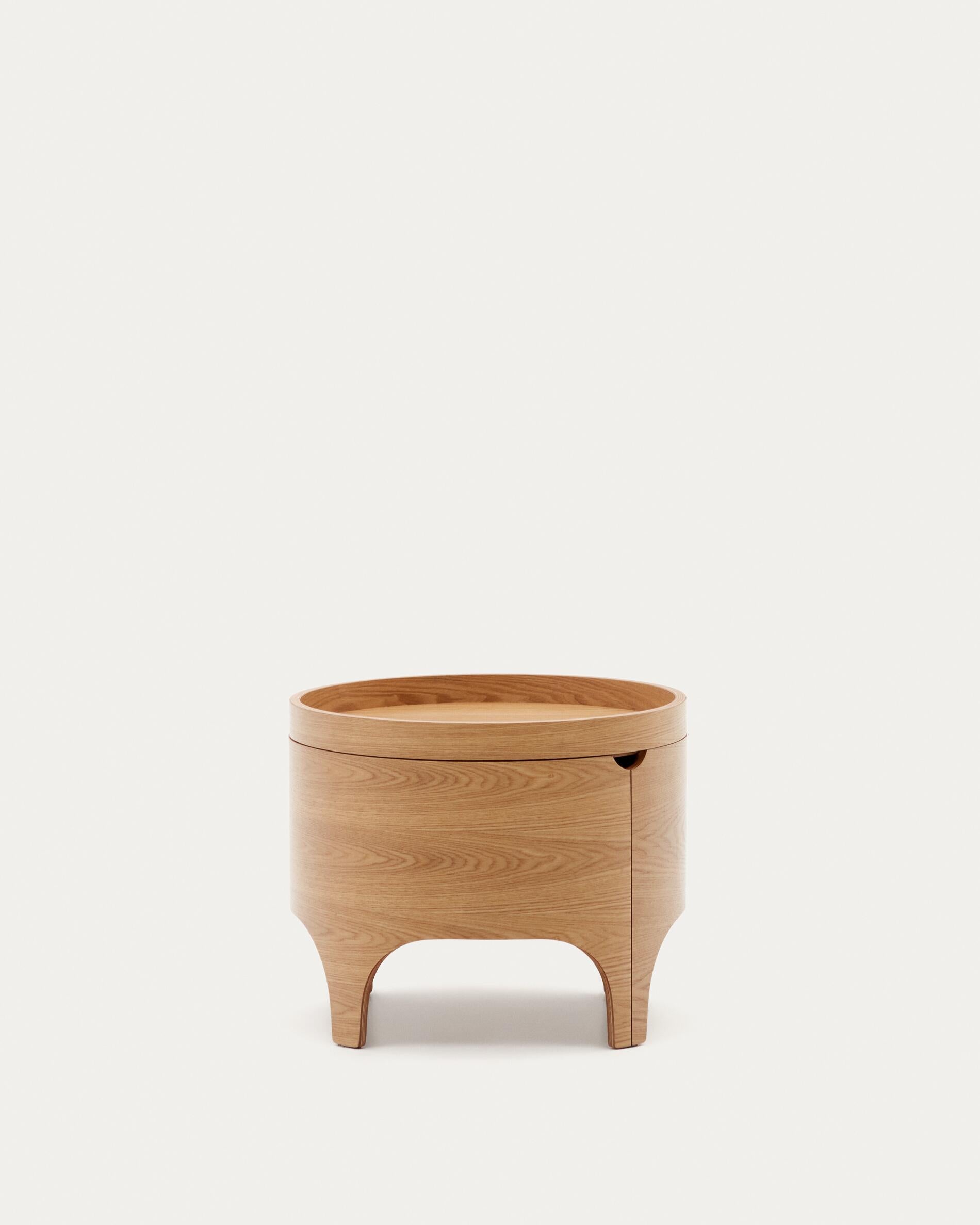 Octavia bedside table in ash plywood FSC Mix Credit Ø 55 cm – Kave Home ...