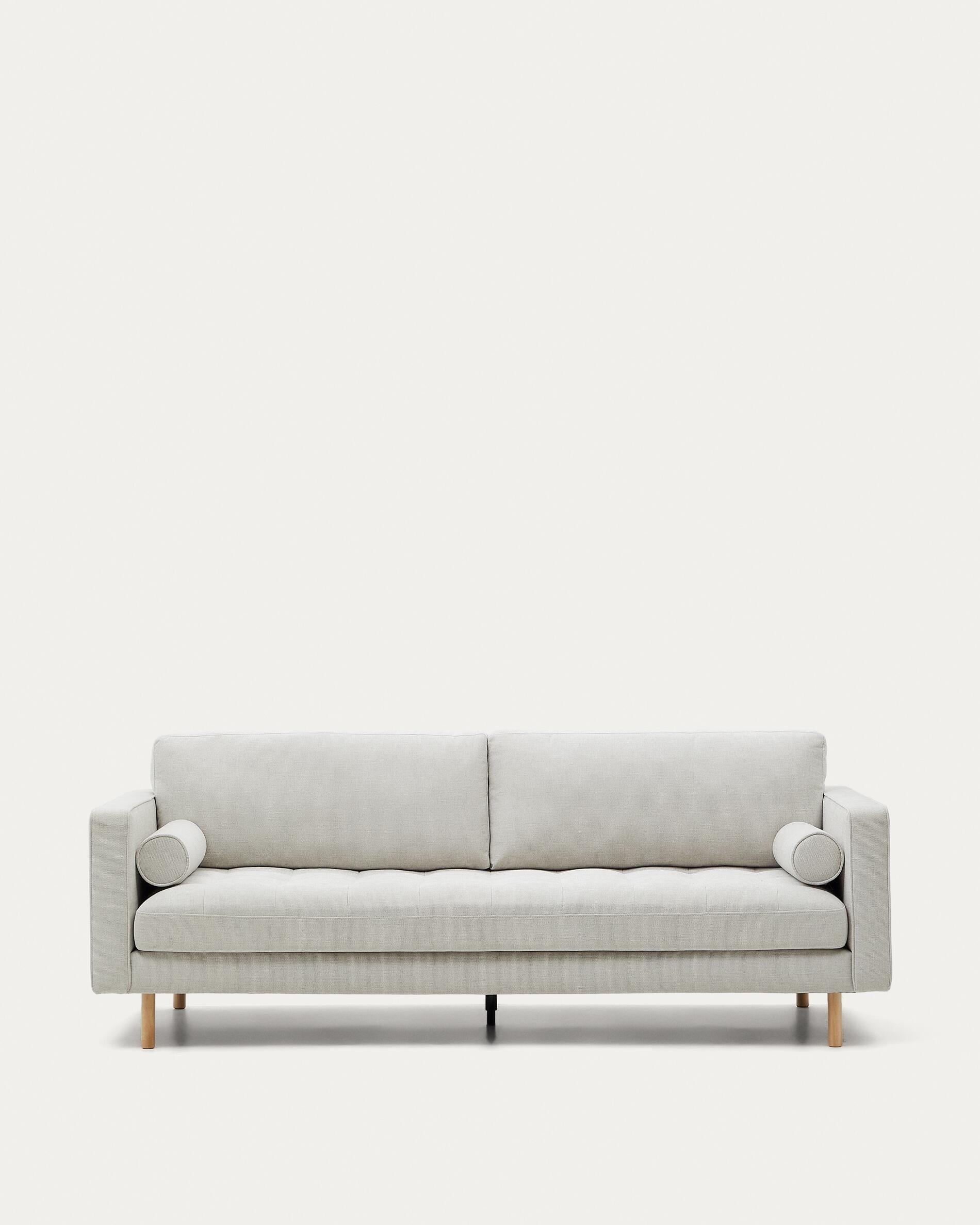 Debra 3-seater sofa in pearl chenille and natural legs, 222 cm FSC Mix ...