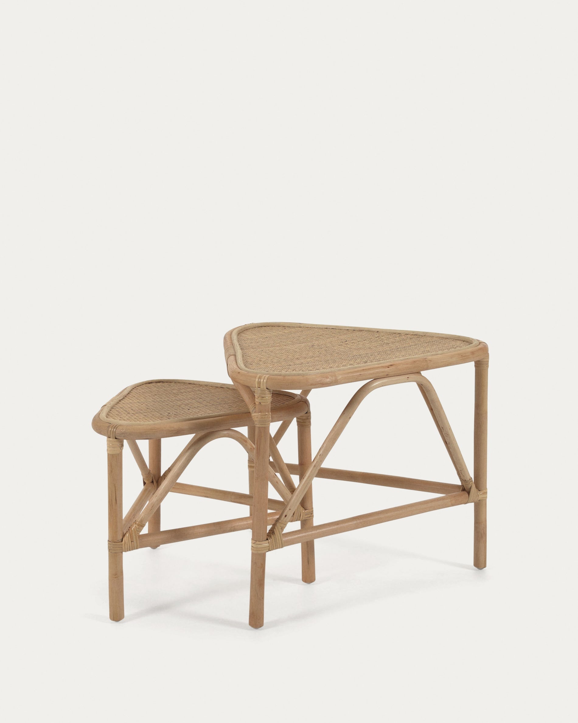 Queenie set of 2 rattan side tables with natural finish, 65 x 53 cm an ...