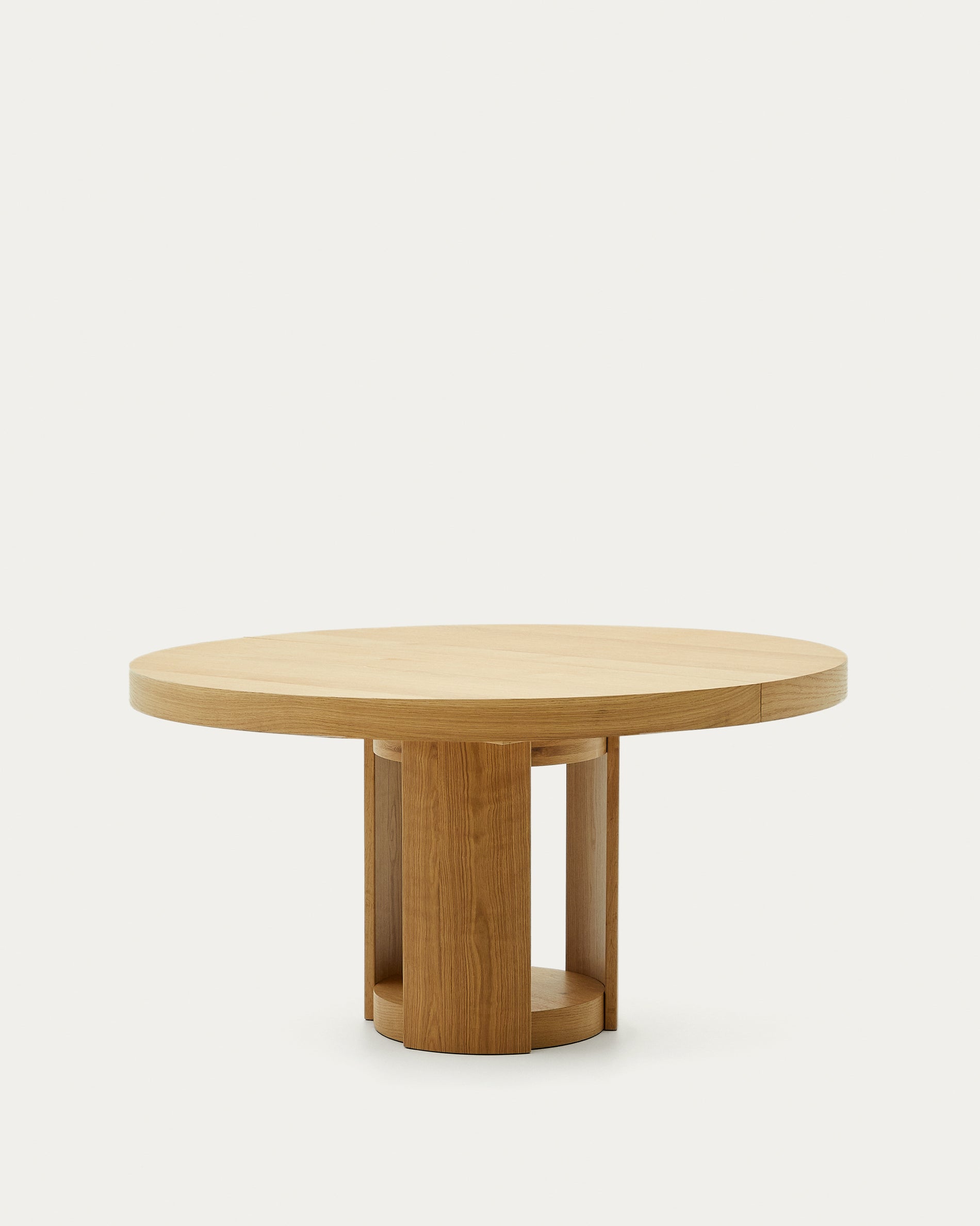 Artis extendable round table in solid oak wood and veneer, 150 (200) c ...